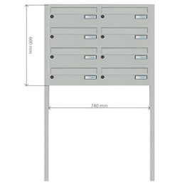 B-015 8er Freistehende Edelstahl V2A Briefkastenanlage zum Einbetonieren