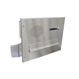 Edelstahl Mauerdurchwurf Briefkasten mit Busch-Jaeger Sprechanlage in anthrazit - D-041