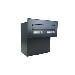 Mauerdurchwurf Briefkasten in RAL 7016 mit 2 Tastern - T: 18-27 cm - F-04