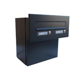 XXL Mauerdurchwurf Briefkasten in RAL 9005 mit 2 Tastern - T: 27-40,5 cm - F-042