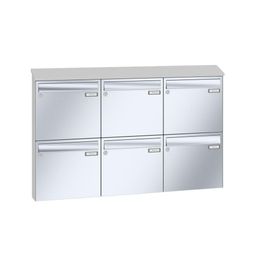 LEABOX 6er Aufputzbriefkastenanlage in V2A Edelstahl - LEA20
