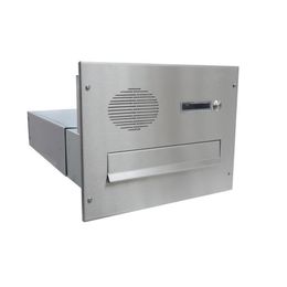 Edelstahl Mauerdurchwurf Briefkasten mit Sprechsieb - T: 39-62 cm-...