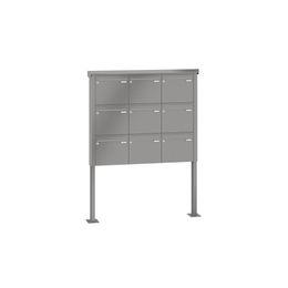 LEABOX 9er freistehende Briefkastenanlage in RAL 9007 (Fu&szlig;platten)...