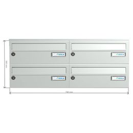 B-015 4er Edelstahl V2A Wandbriefkastenanlage Aufputz