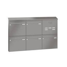 LEABOX 5er Aufputzbriefkastenanlage mit Sprechfeld in RAL 9007 - LEA20