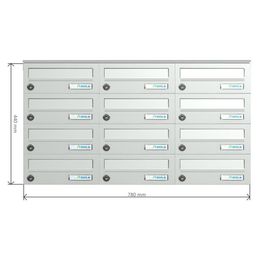 B-016 12er Edelstahl V2A Wandbriefkastenanlage Aufputz