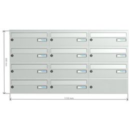 B-015 11er Edelstahl V2A Wandbriefkastenanlage Aufputz