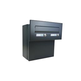 Mauerdurchwurf Briefkasten in RAL 7016 mit 2 Tastern - T: 18-27 cm - F-04