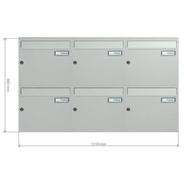 A-01 6er Edelstahl V2A Wandbriefkastenanlage Aufputz