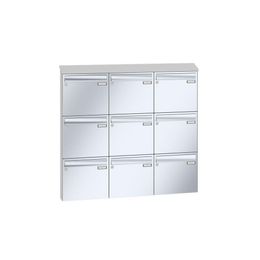 LEABOX 9er Aufputzbriefkastenanlage in V2A Edelstahl - LEA20