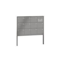 LEABOX 11er freistehende Briefkastenanlage mit Sprechfeld in RAL 9007 (einbetonieren) - LEA3