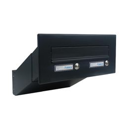Mauerdurchwurf Briefkasten in RAL 7016 mit 2 Tastern - Tiefe 23-38 cm - D-041