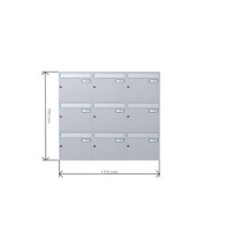 A-015 9er Edelstahl V2A Wandbriefkastenanlage Aufputz