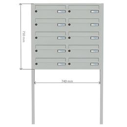B-015 10er Freistehende Edelstahl V2A Briefkastenanlage zum Einbetonieren