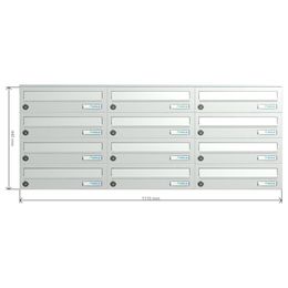 B-017 12er Edelstahl V2A Wandbriefkastenanlage Aufputz