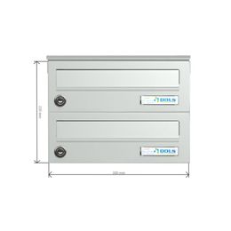 B-01 2er Edelstahl V2A Wandbriefkastenanlage Aufputz