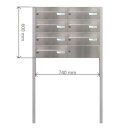 B-016 7er Freistehende Edelstahl V2A Briefkastenanlage zum...