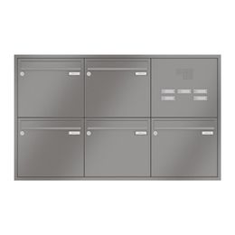 LEABOX 5er Unterputzbriefkastenanlage mit Sprechfeld in RAL 9007