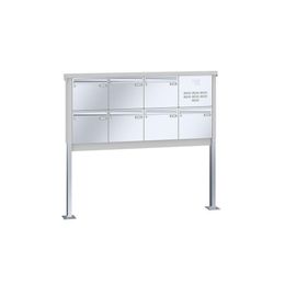 LEABOX 7er freistehende Briefkastenanlage mit Sprechfeld in V2A Edelstahl (Fu&szlig;platten) - LEA20