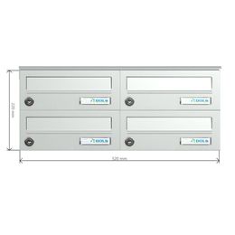 B-016 4er Edelstahl V2A Wandbriefkastenanlage Aufputz