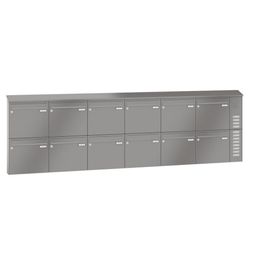 LEABOX 12er Aufputzbriefkastenanlage mit Sprechfeld in RAL 9007 - LEA20