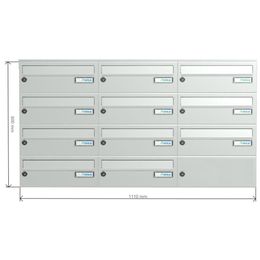 B-015 11er Edelstahl V2A Wandbriefkastenanlage Aufputz