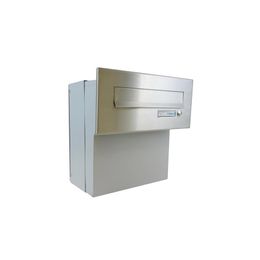 Edelstahl Mauerdurchwurf Briefkasten mit Klingel - T: 18-27 cm - F-04