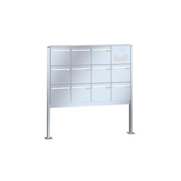 LEABOX 11er freistehende Briefkastenanlage mit Sprechfeld in V2A Edelstahl (Fu&szlig;platten) - LEA3
