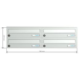 B-017 4er Edelstahl V2A Wandbriefkastenanlage Aufputz
