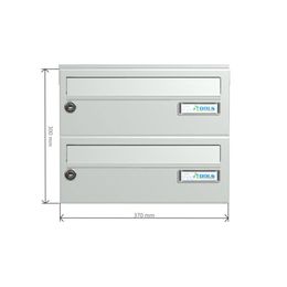 B-015 2er Edelstahl V2A Wandbriefkastenanlage Aufputz