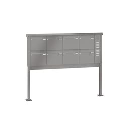 LEABOX 8er freistehende Briefkastenanlage mit Sprechfeld in RAL 9007 (Fu&szlig;platten) - LEA20