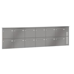 LEABOX 12er Aufputzbriefkastenanlage mit Sprechfeld in RAL 9007 - LEA3