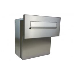 Mauerdurchwurf Briefkasten komplett aus Edelstahl ohne Namensschild - T: 18-27 cm - F-04