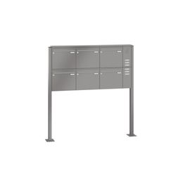 LEABOX 6er freistehende Briefkastenanlage mit Sprechfeld in RAL 9007 (Fu&szlig;platten) - LEA3