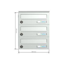 B-016 3er Edelstahl V2A Wandbriefkastenanlage Aufputz