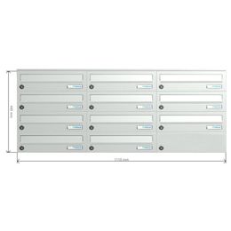B-017 11er Edelstahl V2A Wandbriefkastenanlage Aufputz