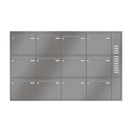 LEABOX 12er Unterputzbriefkastenanlage mit Sprechfeld in RAL 9007