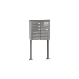 LEABOX 10er freistehende waagerechte Briefkastenanlage mit Sprechfeld in RAL 9007 (Fu&szlig;platten) - LEA20