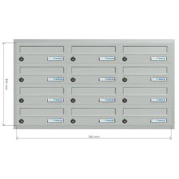 B-016 12er Edelstahl V2A Briefkastenanlage Unterputz