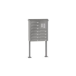 LEABOX 11er freistehende waagerechte Briefkastenanlage mit Sprechfeld in RAL 9016 (Fu&szlig;platten) - LEA20