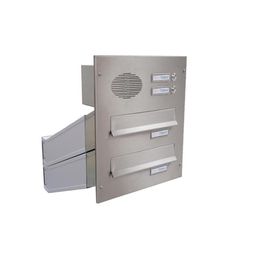 2er Edelstahl Mauerdurchwurf Briefkastenanlage mit Busch-Jaeger Sprechanlage in anthrazit - D-042