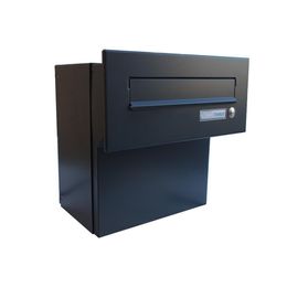 XXL Mauerdurchwurf Briefkasten in RAL 9005 mit Klingel - T: 27-40,5 cm - F-042