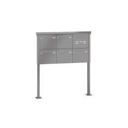 LEABOX 5er freistehende Briefkastenanlage mit Sprechfeld in RAL 9007 (Fu&szlig;platten) - LEA20