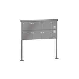 LEABOX 6er freistehende Briefkastenanlage mit Sprechfeld in RAL 9007 (Fu&szlig;platten) - LEA20
