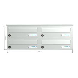 B-01 4er Edelstahl V2A Wandbriefkastenanlage Aufputz