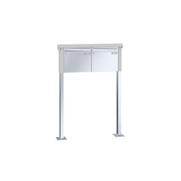 LEABOX 2er freistehende Briefkastenanlage in V2A Edelstahl (Fu&szlig;platten) - LEA2