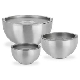 GSW Thermosch&uuml;ssel Hei&szlig; und Kalt 3-tlg., Edelstahl, Metall, 1,3 L, ISO 9001, doppelwandig, schlag- und bruchfest, lebensmittelecht, abnehmbarer Deckel, h&auml;lt warm, kalt, bruchsicher, rostfrei, transportabel, leicht zu reinigen, Essen & Trinken, Geschirr, Schalen & Sch&uuml;sseln, Sonstige Sch&uuml;sseln
