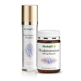 Kombipackung: Hyalurons&auml;ure-400 mg-Kapseln + Hyalurons&auml;ure-Pflegefluid Kombipackung: Hyalurons&auml;ure-400 mg-Kapseln + Hyalurons&auml;ure-Pflegefluid
