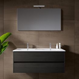 RIHO Porto Schrank mit Wave Doppelwaschtisch, mit Spiegel Wave B: 121,5 cm, F014012DP5+W018010005+F014017ALU+204927, Wave