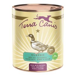 Terra Canis CLASSIC &ndash; Ente mit Naturreis, Roter Bete, Birne und Sesam Hunde-Nassfutter glutenfrei 6x800g